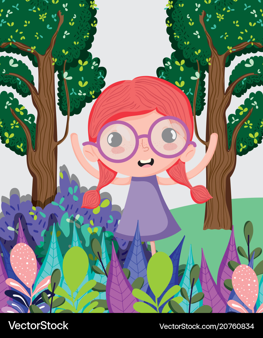 Beautiful girl at forest Royalty Free Vector Image