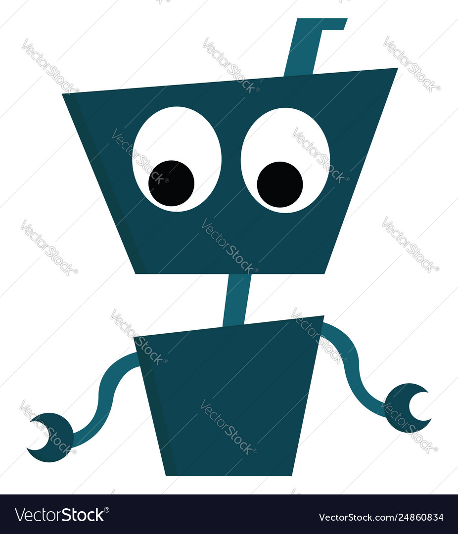 Blue robot on white background Royalty Free Vector Image