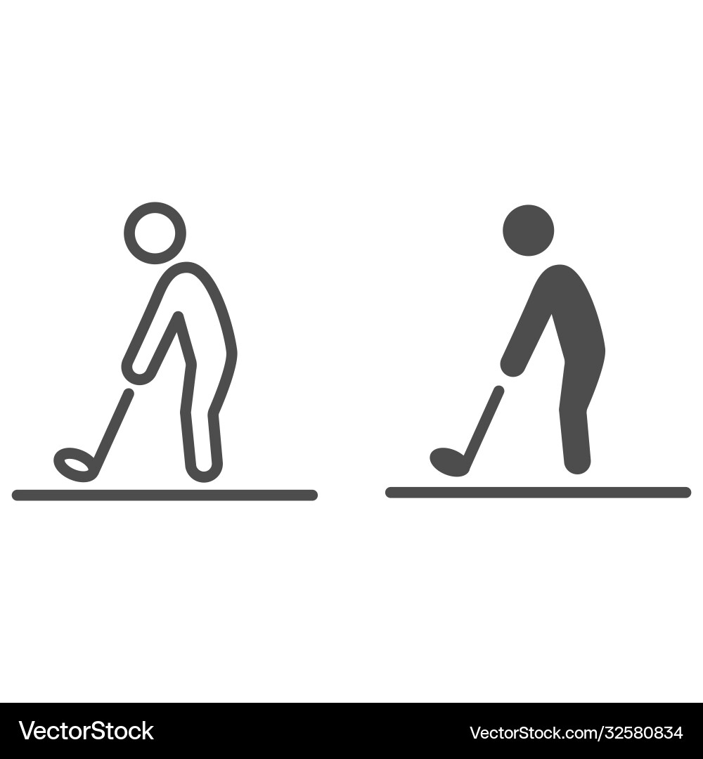 Golfer line and solid icon golf concept man Vector Image