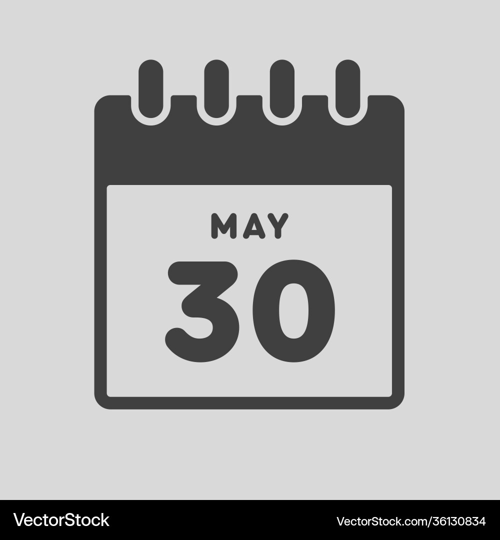 Icon day date 30 may template calendar page Vector Image