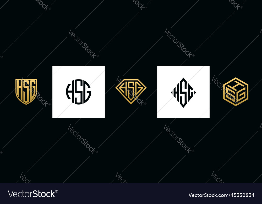 Initial Letters Hsg Logo Designs Bundle Royalty Free Vector