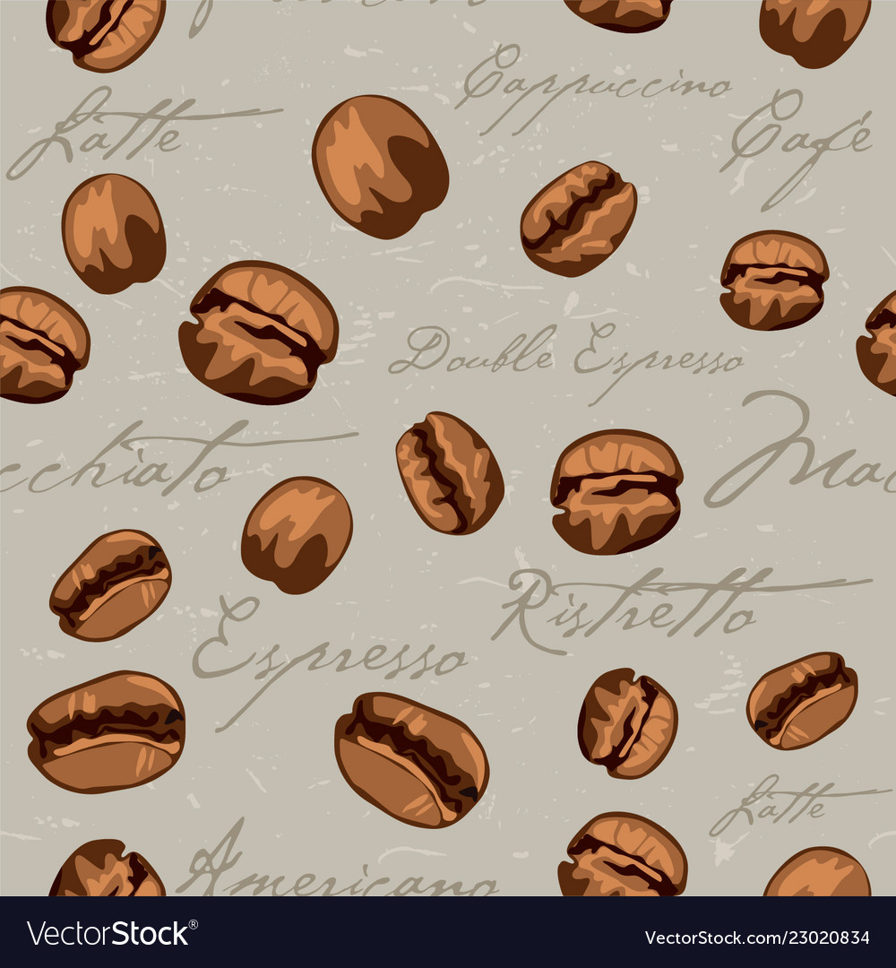 Seamless repeating coffee bean pattern Royalty Free Vector