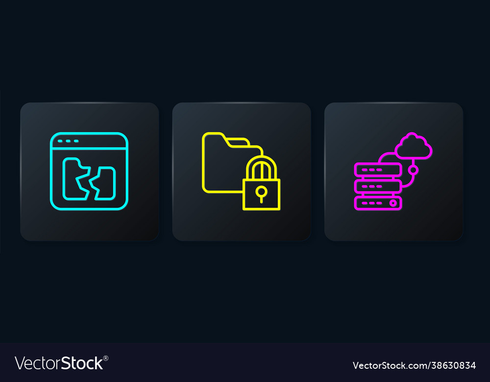 Set Line Broken File Network Cloud Connection Vector Image