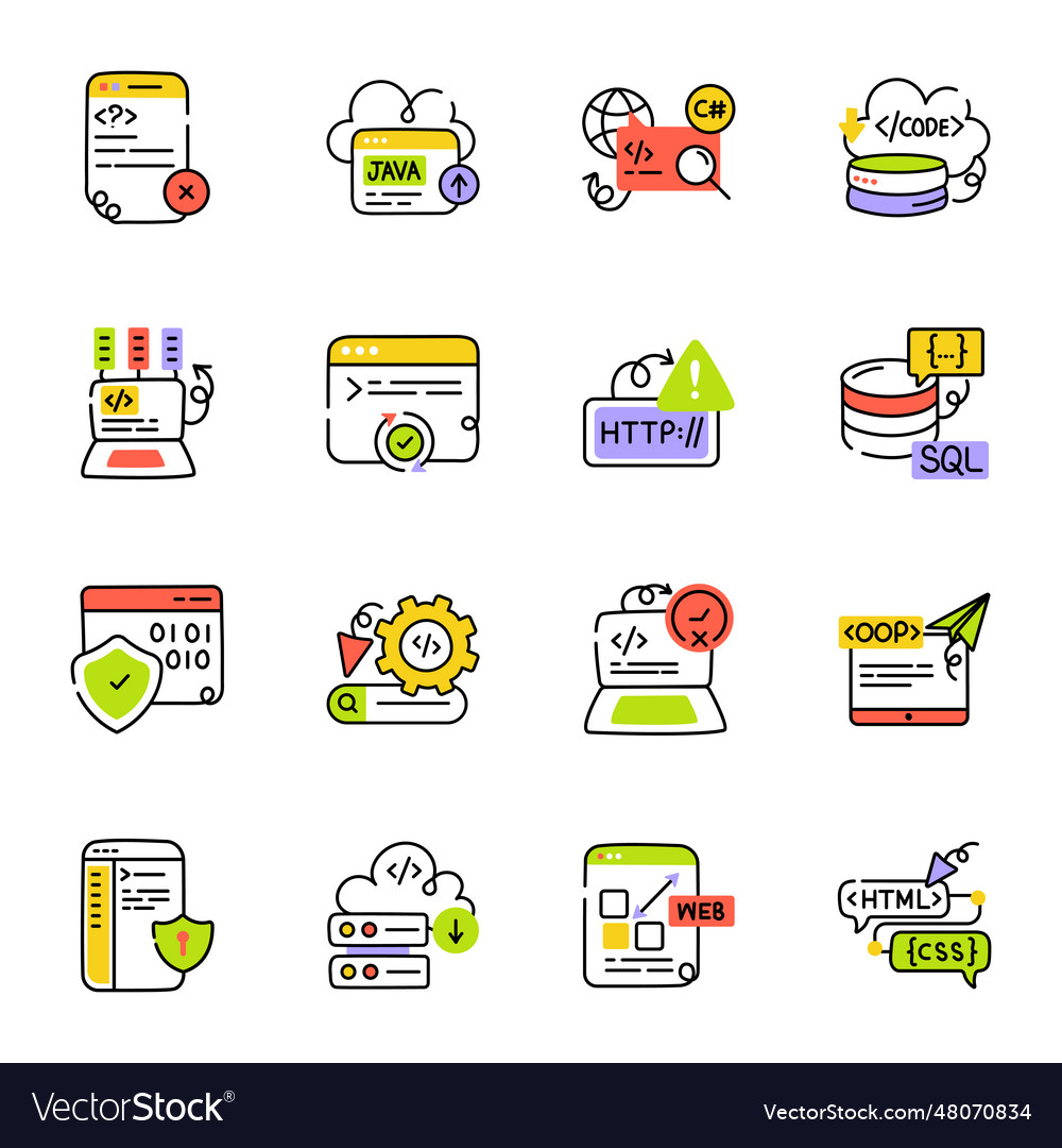 Set of web hand drawn icons Royalty Free Vector Image