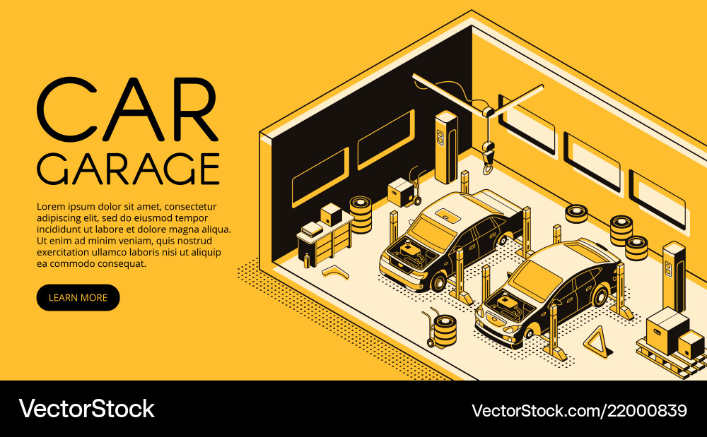 Car repair garage service isometric Royalty Free Vector