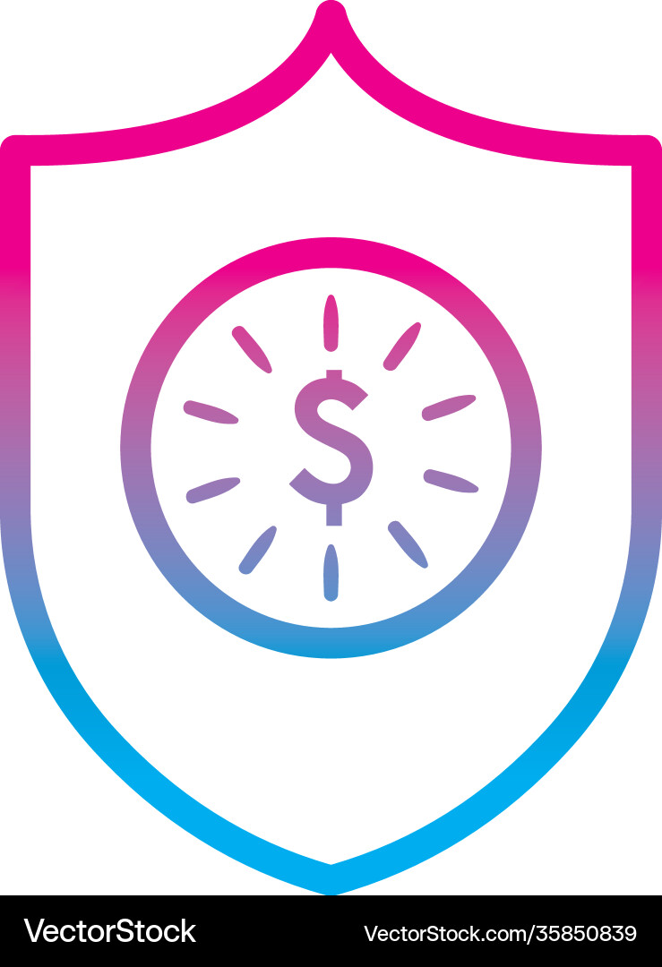 Dollar coin inside shield gradient style icon Vector Image