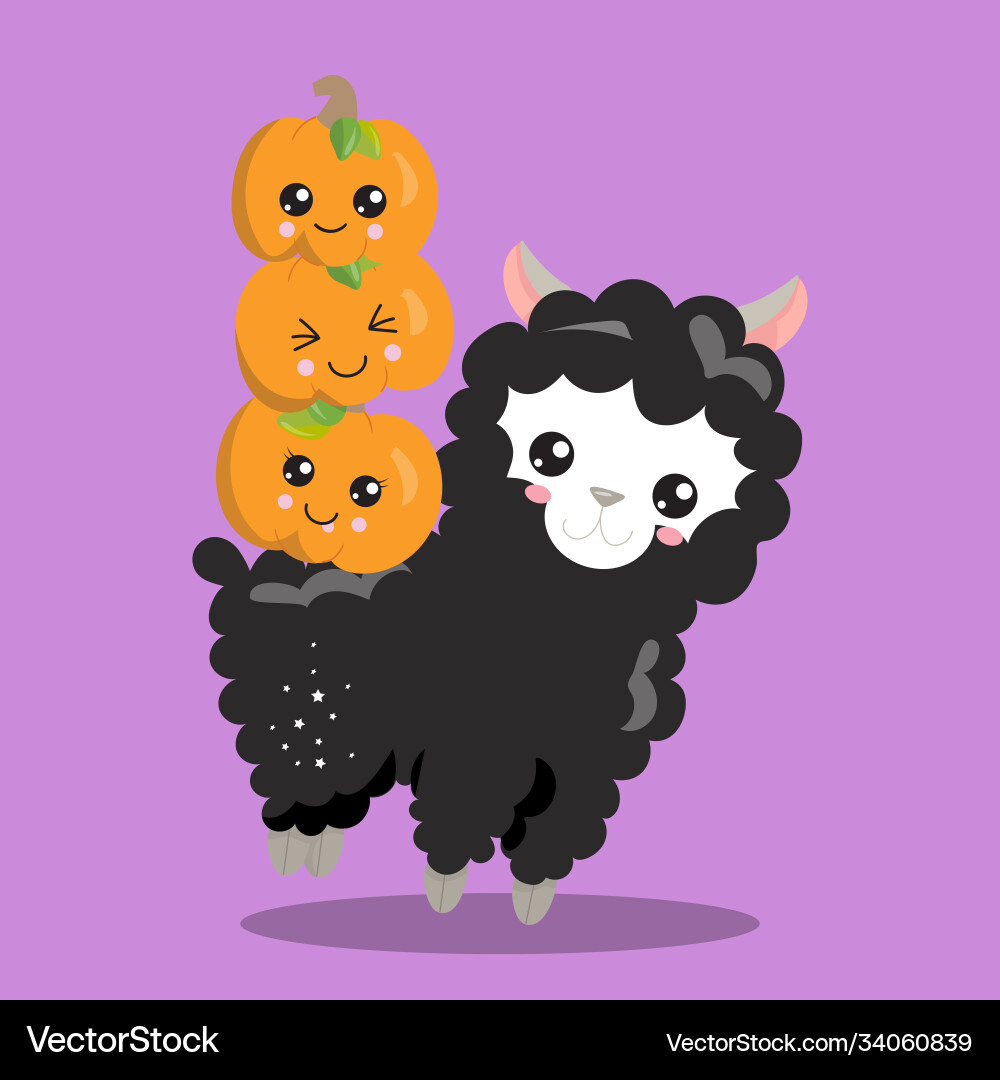 Llama halloween black 04 Royalty Free Vector Image