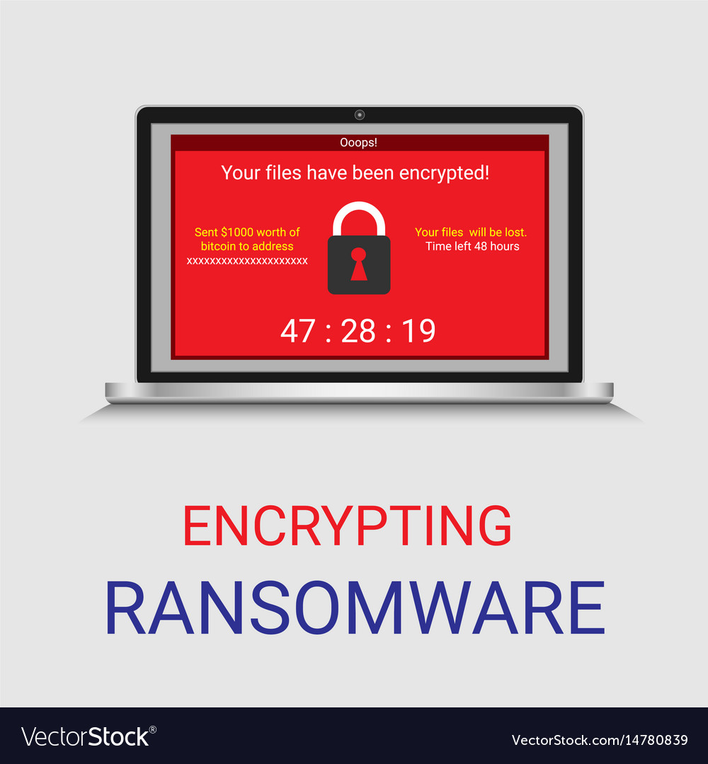 Malware encrypted file in computer ransomware Vector Image