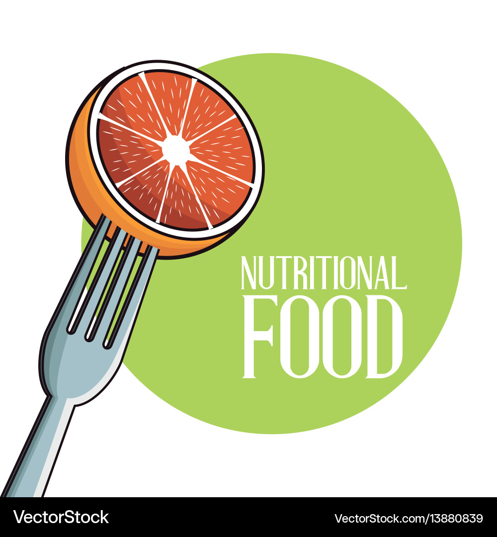 Orange nutritional food fork image poster Vector Image