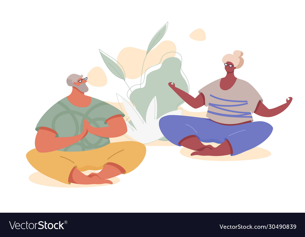 Senior couple doing yoga Royalty Free Vector Image Senior couple doing yoga Royalty Free Vector Image