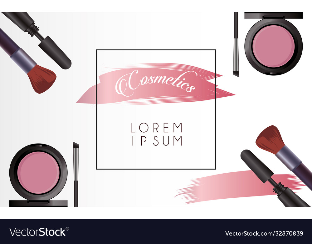 Set cosmetics makeup square frame Royalty Free Vector Image