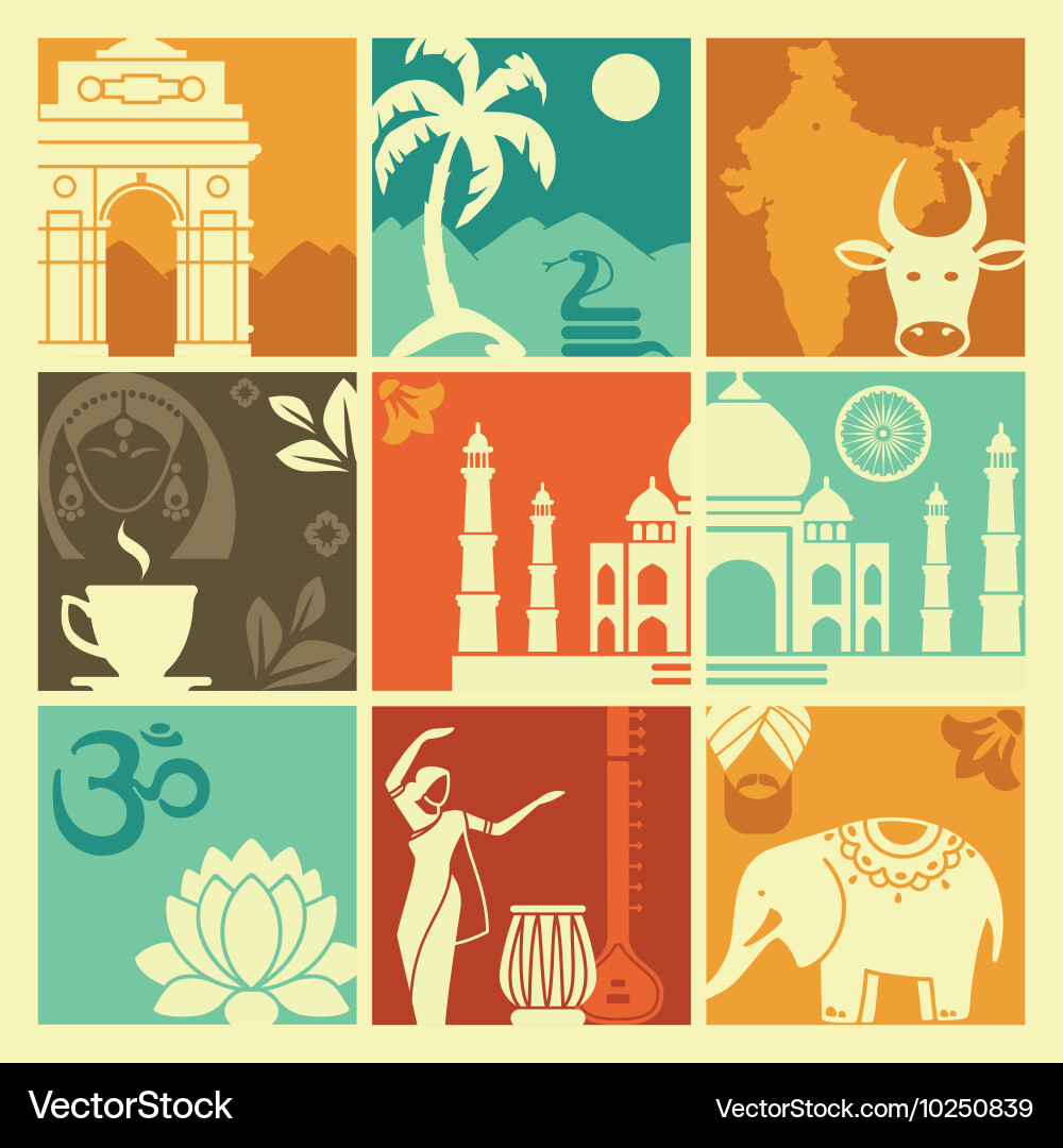 Symbols india Royalty Free Vector Image - VectorStock