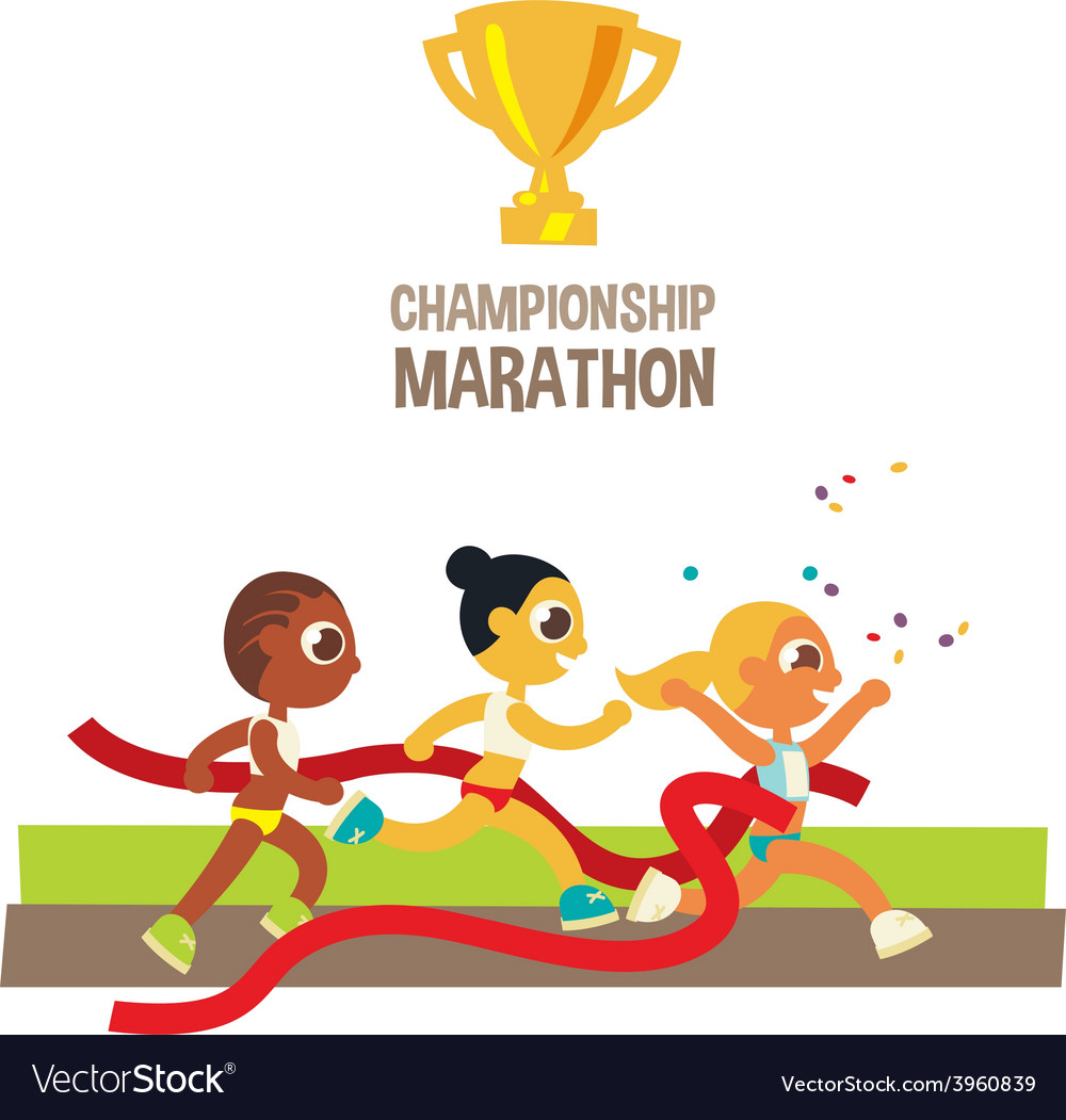 Women championship marathon runners Royalty Free Vector