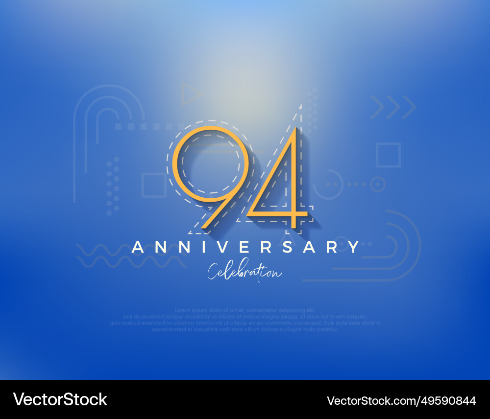Line art number design for 94th anniversary Vector Image