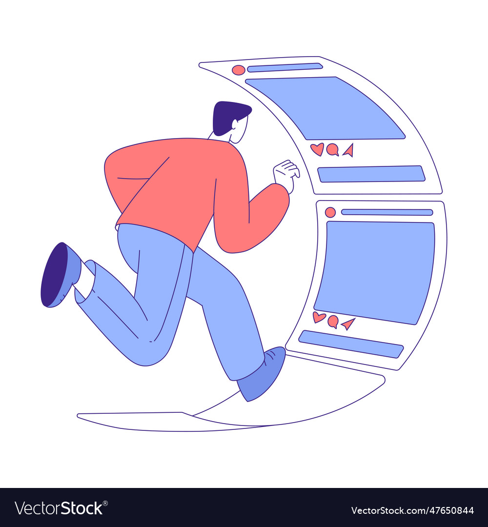 Man character use social media scrolling app Vector Image