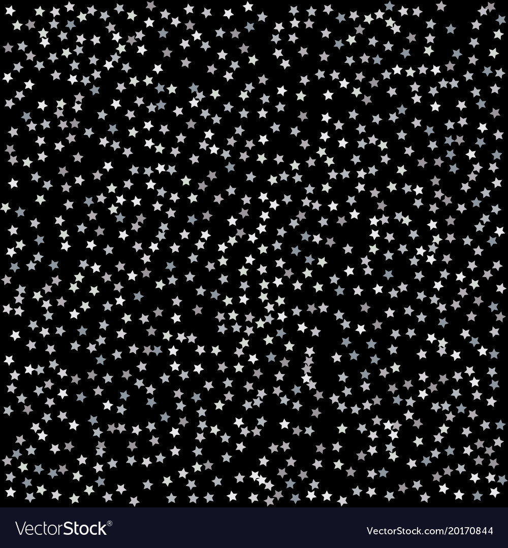 Pattern With Silver Stars On Black Background Vector Image