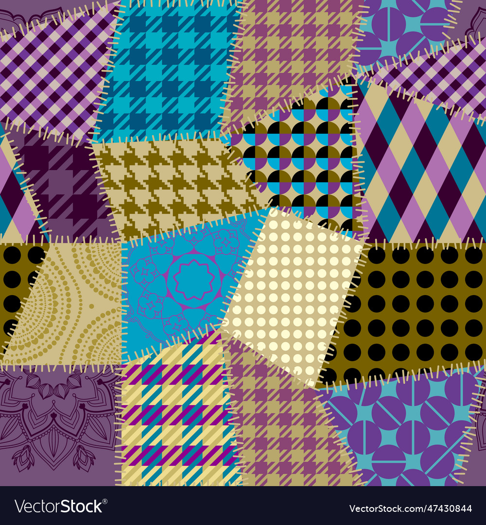 Textille patchwork pattern seamless image Vector Image
