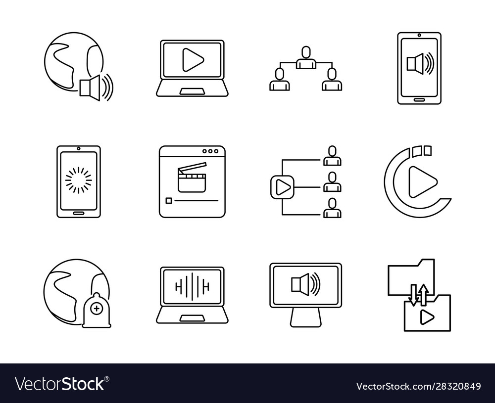 Bundle streaming set icons Royalty Free Vector Image