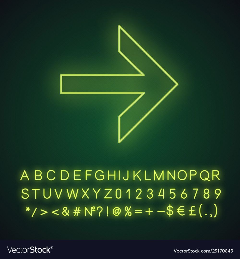 Forward arrow neon light icon next right arrow Vector Image Forward arrow neon light icon next right arrow Vector Image