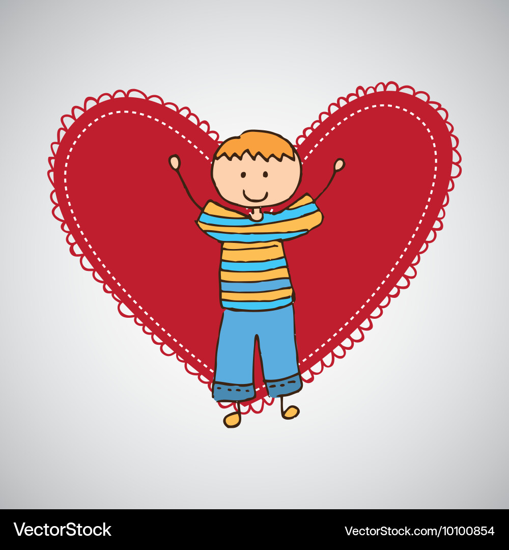 Child with heart icon Royalty Free Vector Image