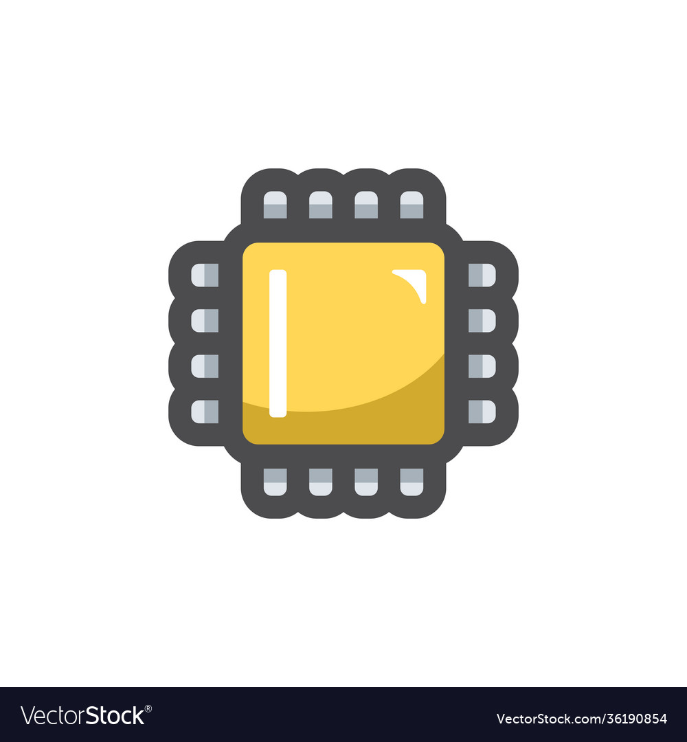 Computer processor electronic chip icon Royalty Free Vector