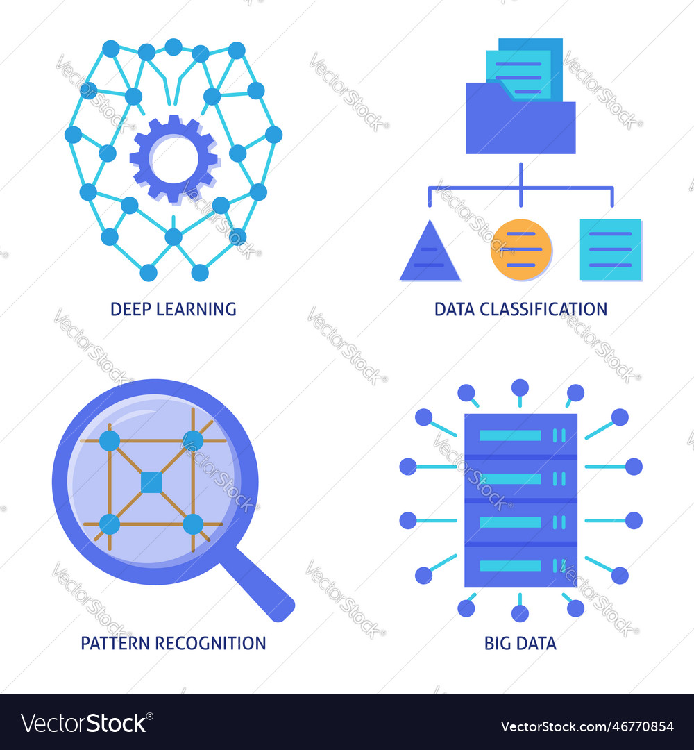 Data classification and deep learning flat icon Vector Image