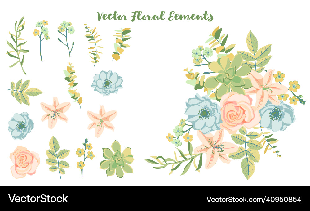 Drawing composition with flowers Royalty Free Vector Image