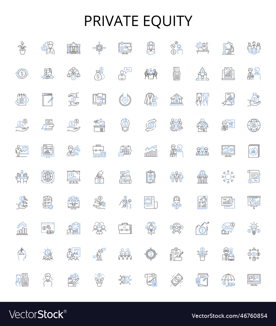 Private equity outline icons collection Royalty Free Vector Private equity outline icons collection Royalty Free Vector