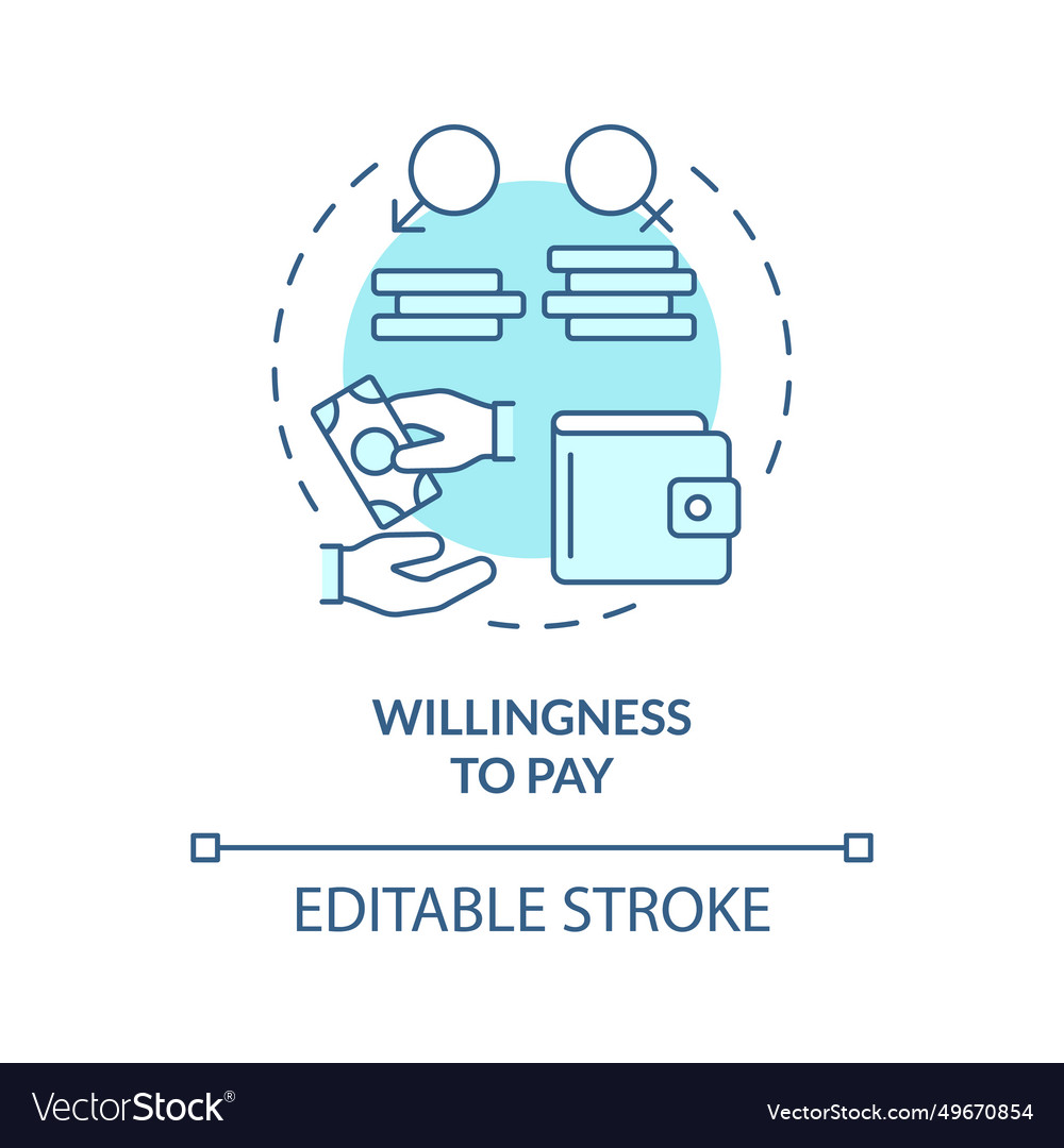 Thin line simple blue willingness to pay icon Vector Image Thin line simple blue willingness to pay icon Vector Image