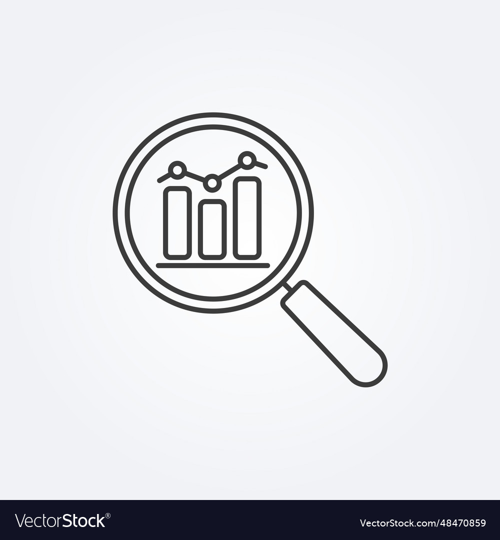 Data analysis line icon with business graph Vector Image