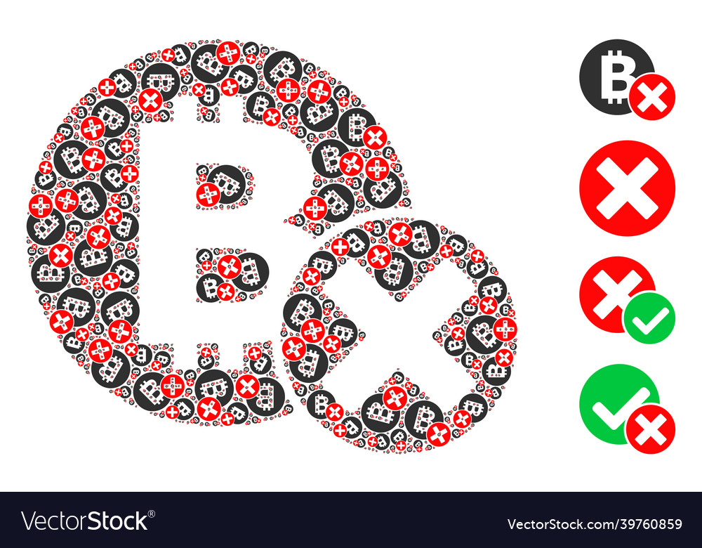 Reject bitcoin icon recursive collage Royalty Free Vector Reject bitcoin icon recursive collage Royalty Free Vector
