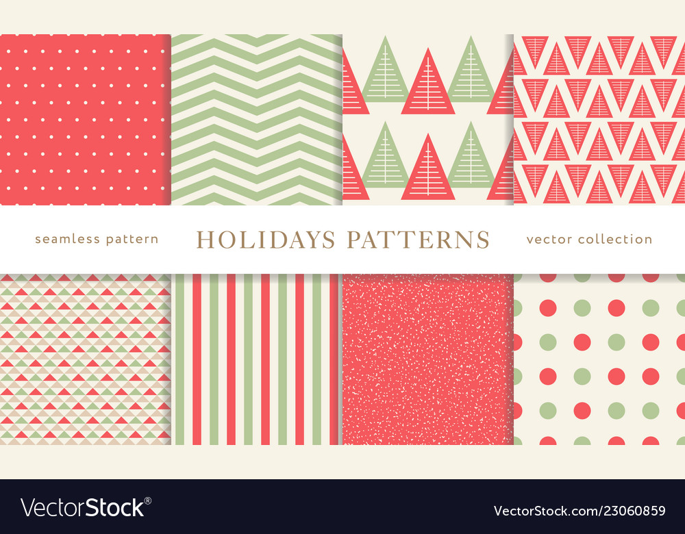 Winter holidays seamless patterns Royalty Free Vector Image