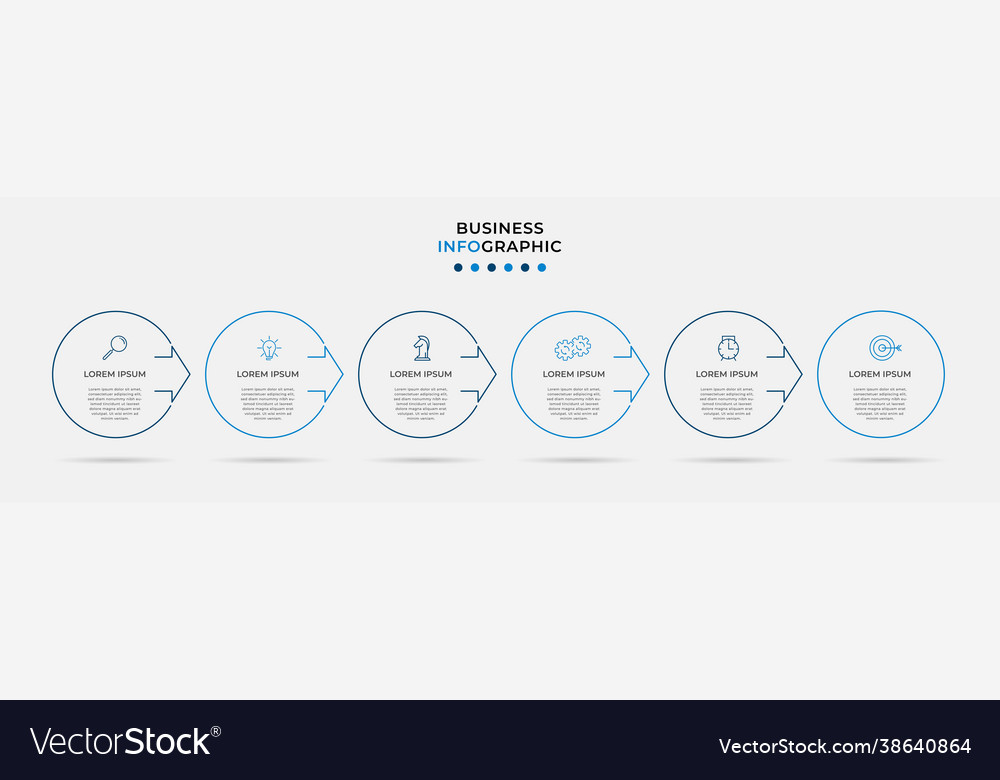 Business infographics presentation with 6 steps Vector Image