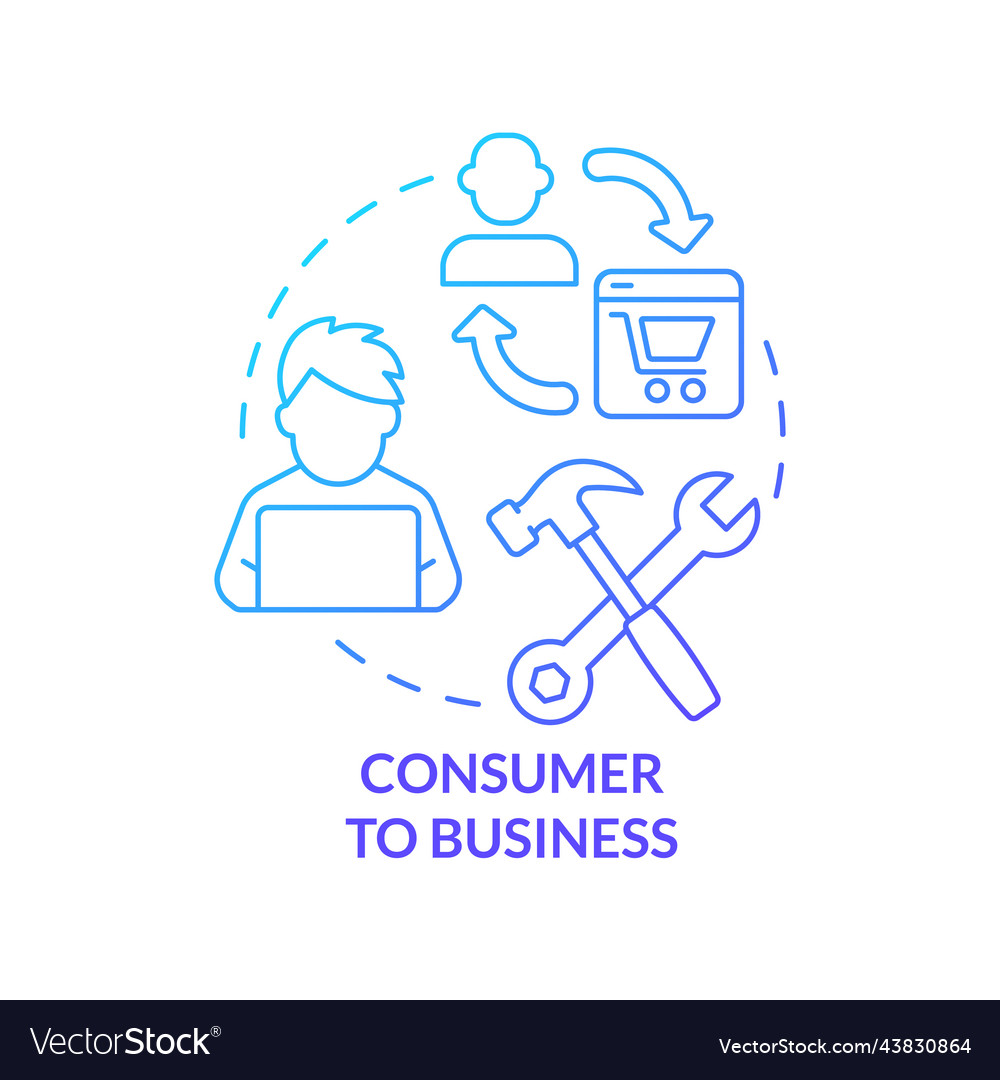 Consumer to business blue gradient concept icon Vector Image