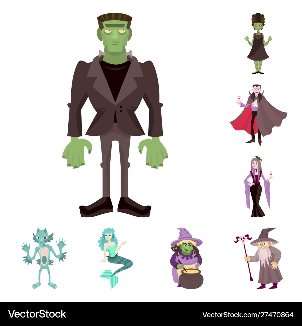 Isolated object evil and halloween logo set Vector Image