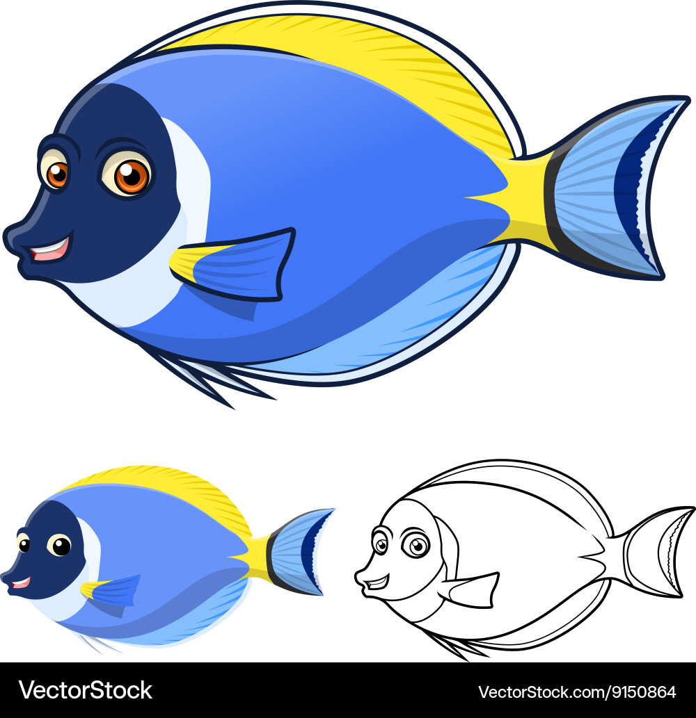 Powder blue surgeon fish Royalty Free Vector Image