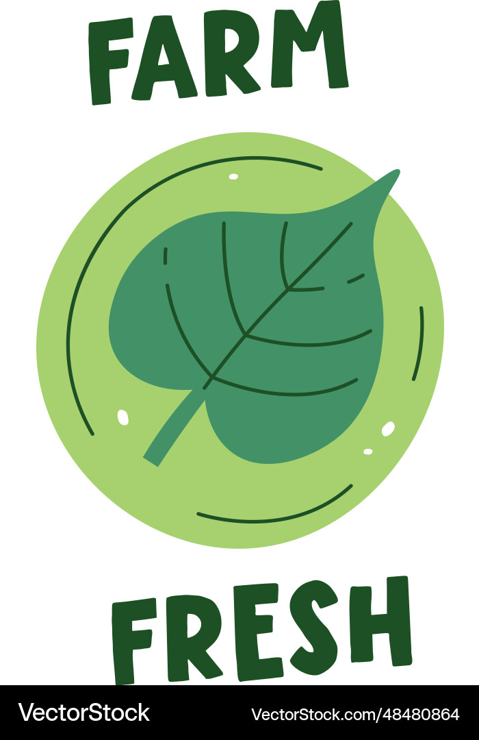 Round label with leaf Royalty Free Vector Image