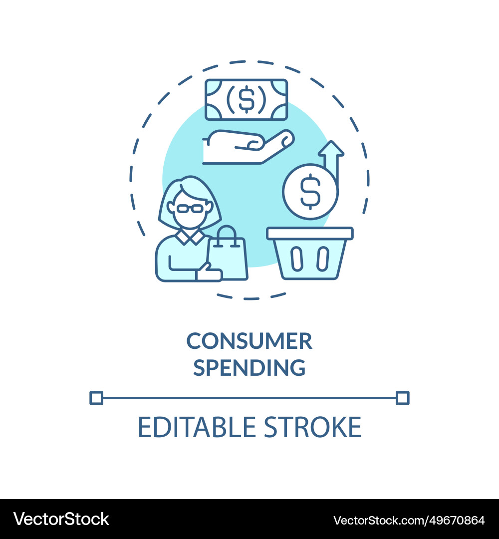 Thin line simple blue consumer pending icon Vector Image