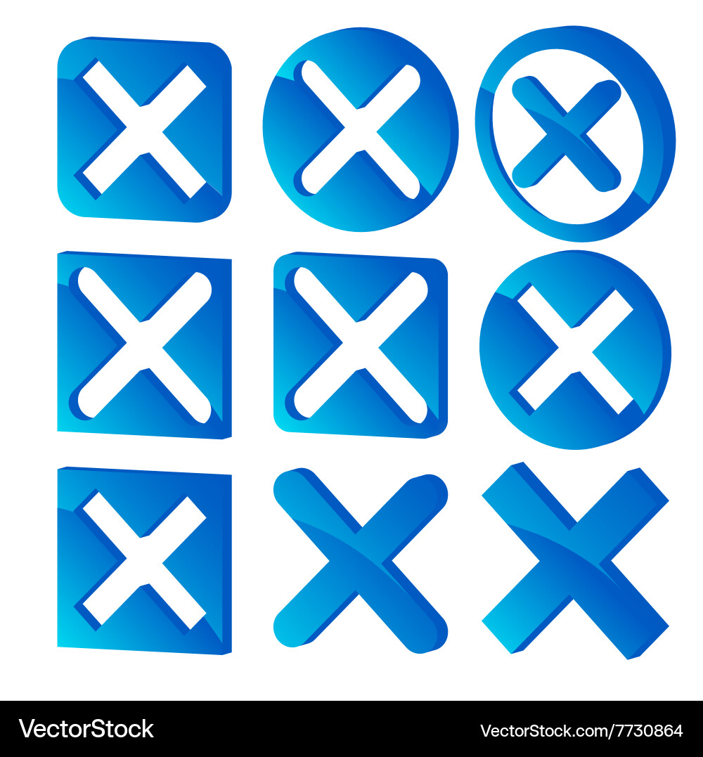 Various three dimensional x marks 3d cross Vector Image