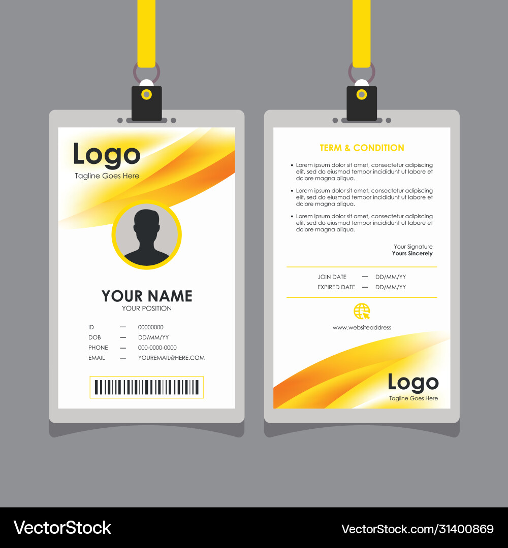 Abstract fresh blurry yellow white curve id card Vector Image