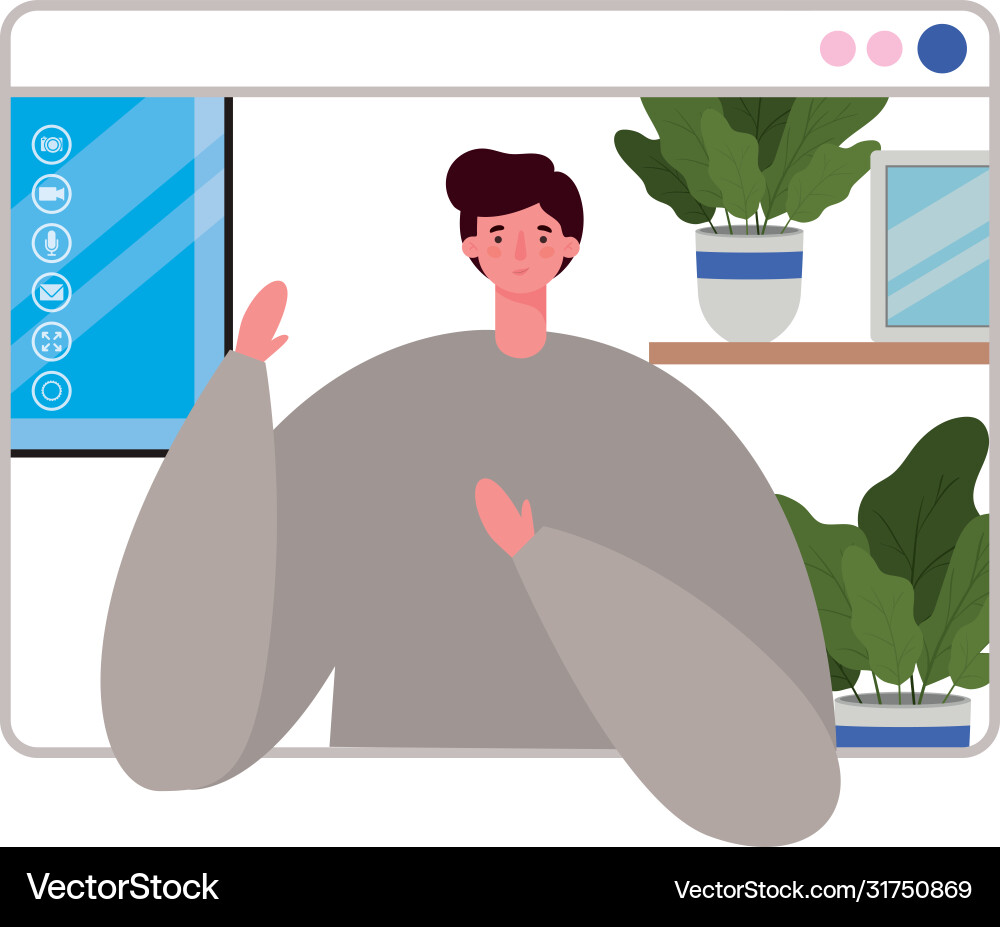 Man avatar on website in video chat design Vector Image