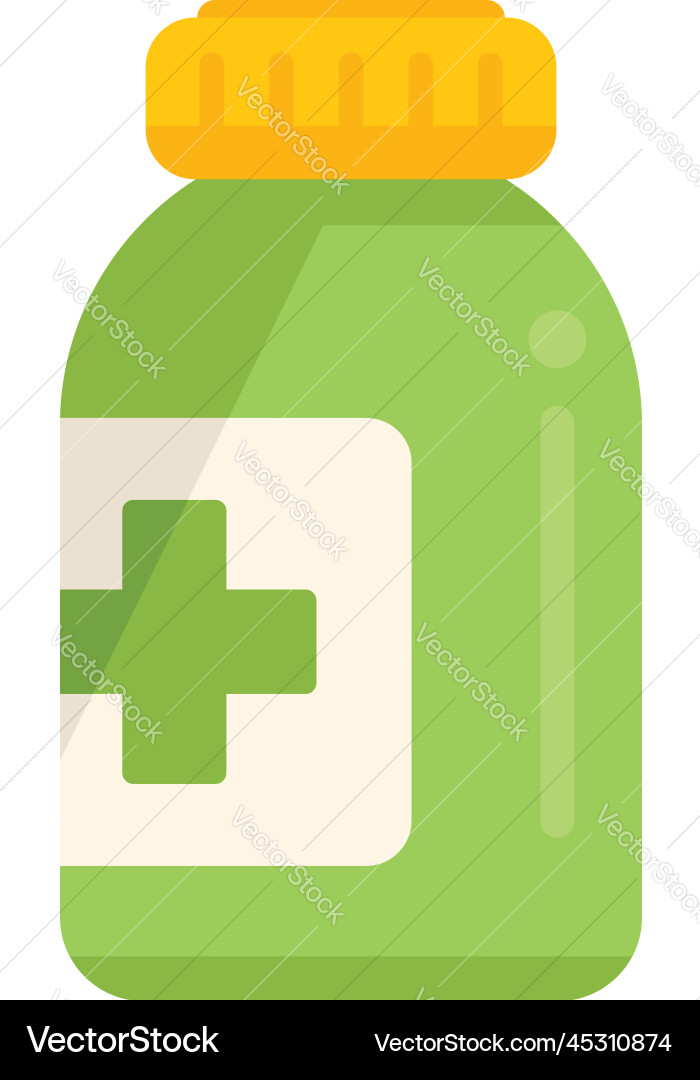 Pill jar icon flat hospital care Royalty Free Vector Image