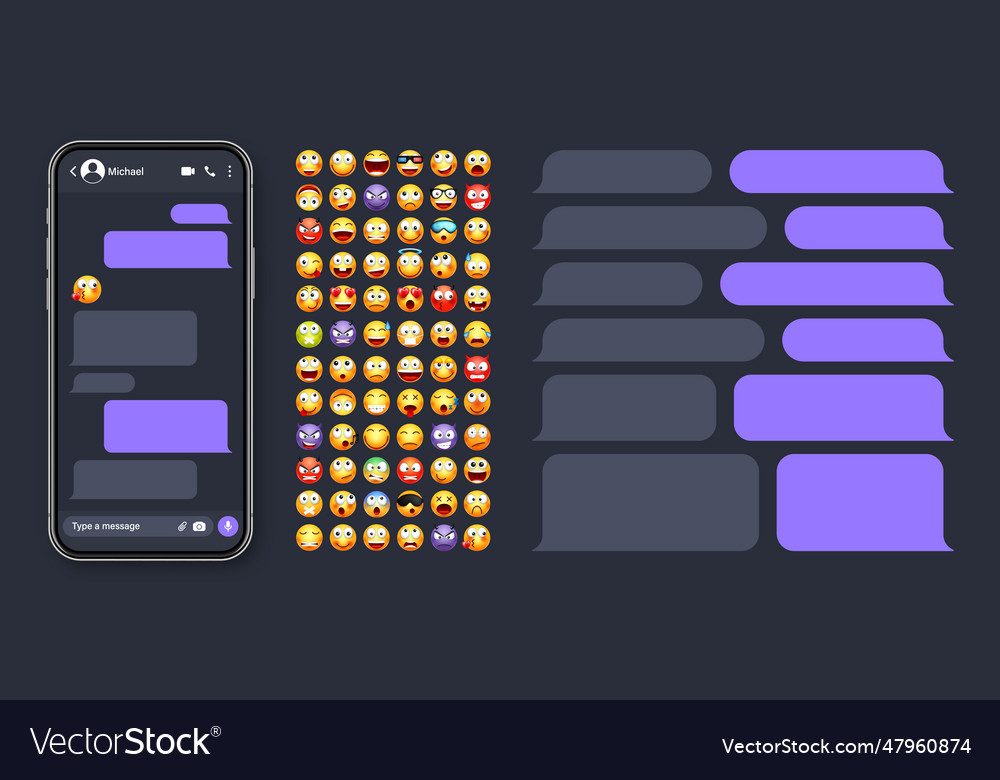 Smartphone messaging app user interface with Vector Image
