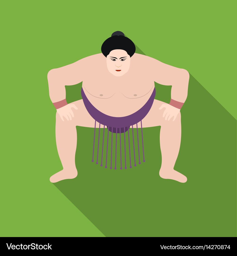 Sumo wrestler icon in flat style isolated on white