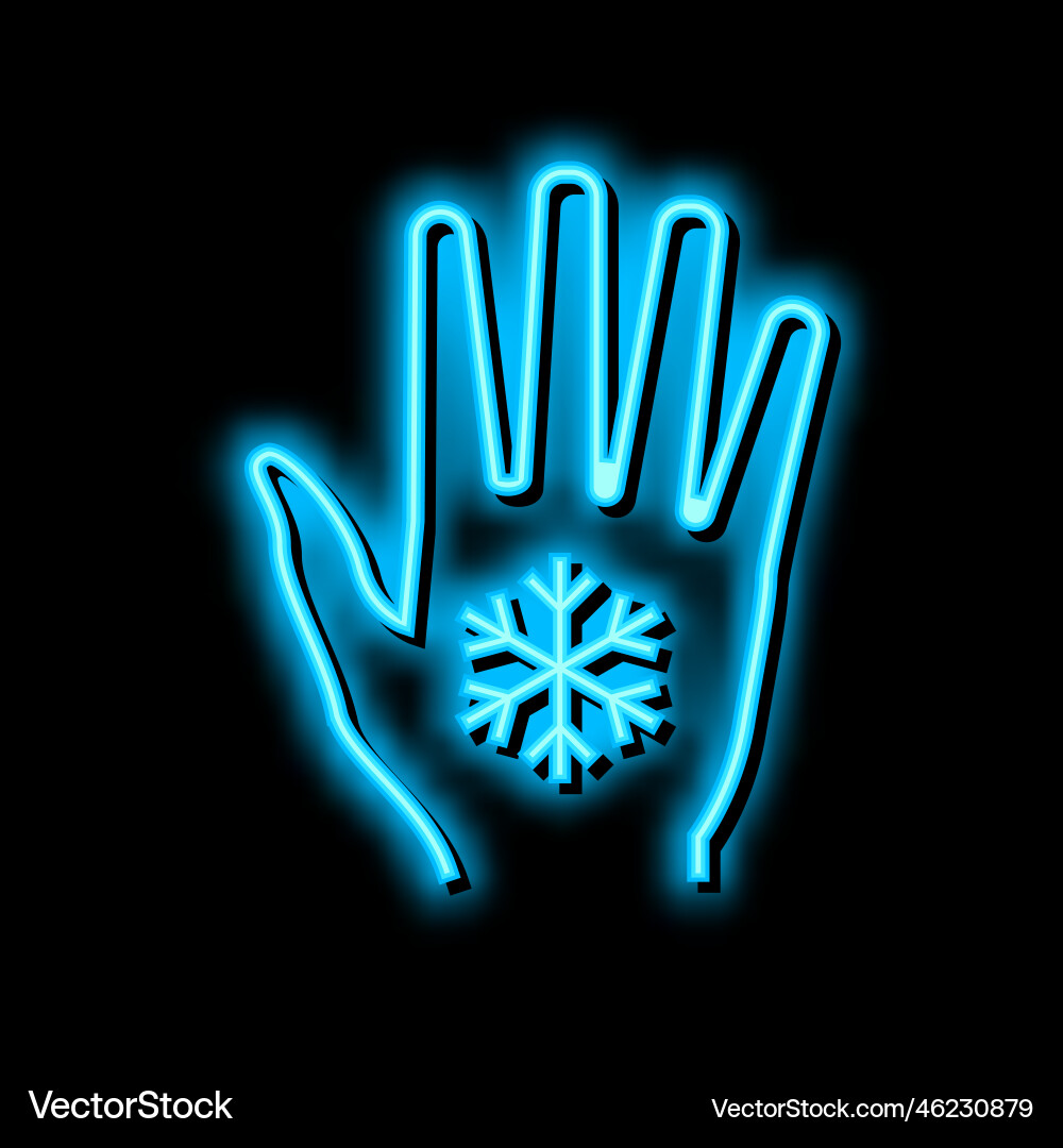 Cold hands and feet neon glow icon Royalty Free Vector Image
