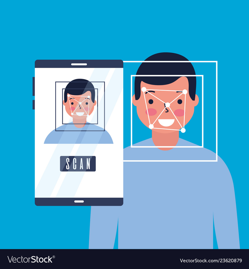 Man face scan biometric digital technology Vector Image Man face scan biometric digital technology Vector Image