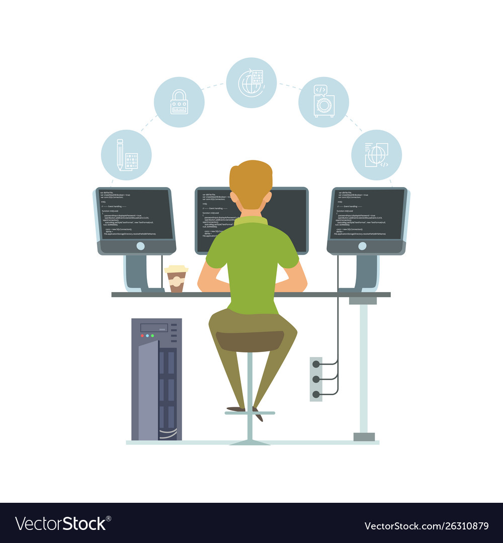 Programmer information technology worker Vector Image