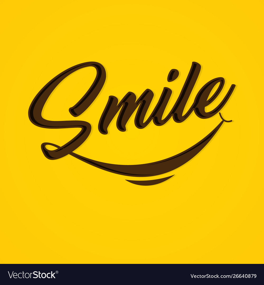 Typography smile on yellow background Royalty Free Vector
