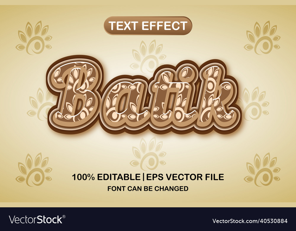 Batik 3d editable text effect Royalty Free Vector Image