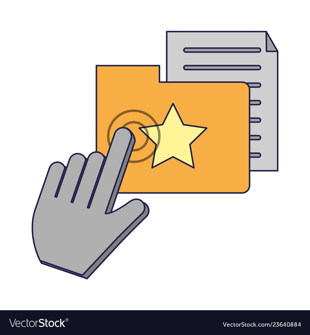 Click cursor with folder and document Royalty Free Vector